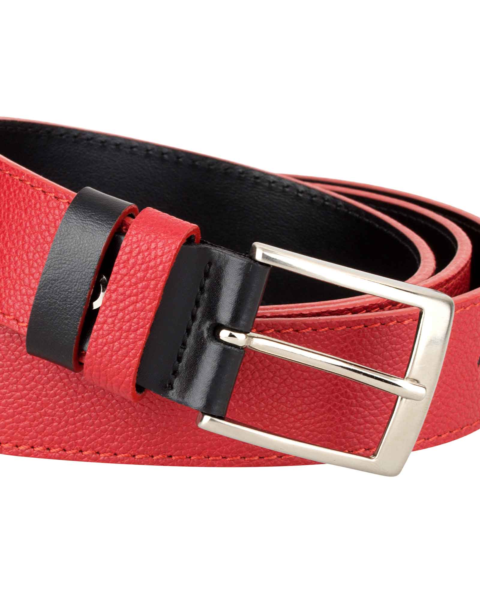 Buy Red Black Reversible Belt - LeatherBeltsOnline.com - Free Shipping