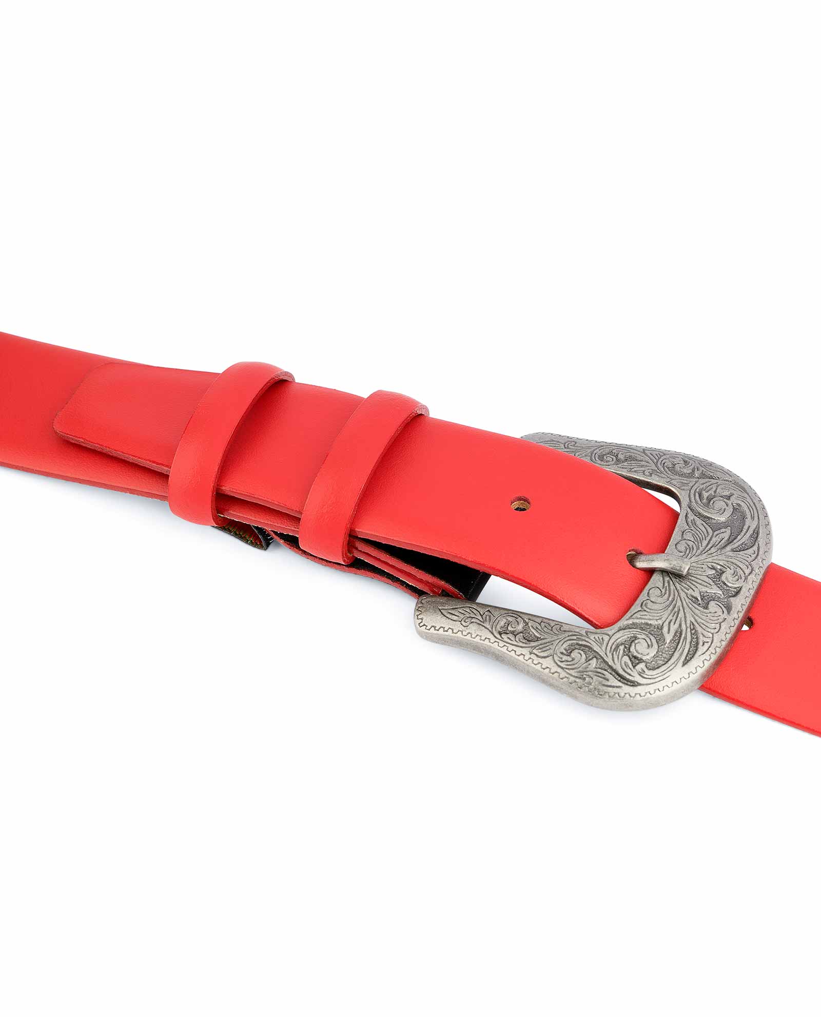 Buy Red Western Belt Mens | Veg Tan Leather | LeatherBeltsOnline.com