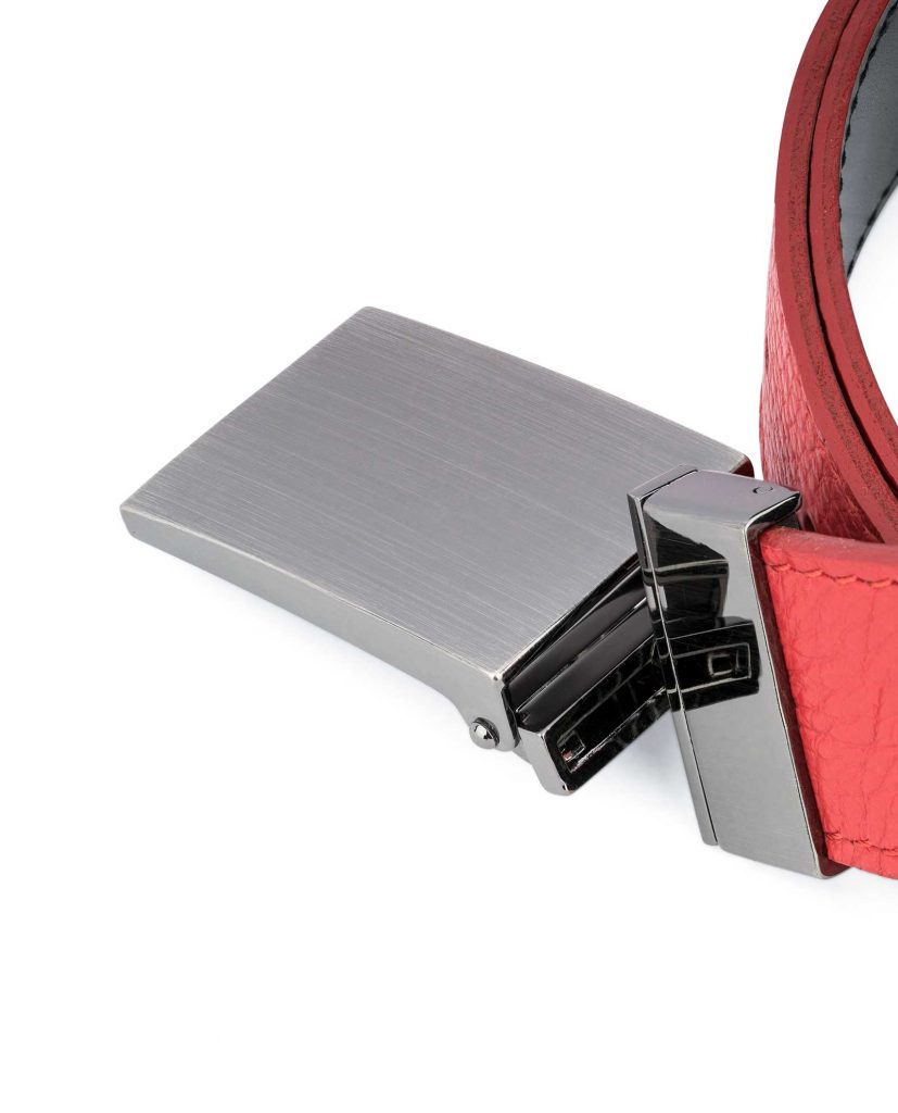 Buy Black Red Reversible Belt | Twist Buckle | LeatherBeltsOnline.com