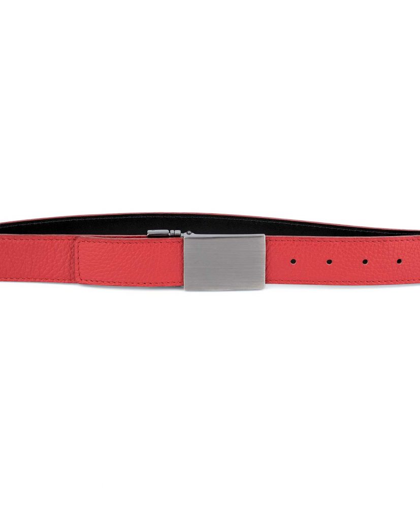 Buy Black Red Reversible Belt | Twist Buckle | LeatherBeltsOnline.com