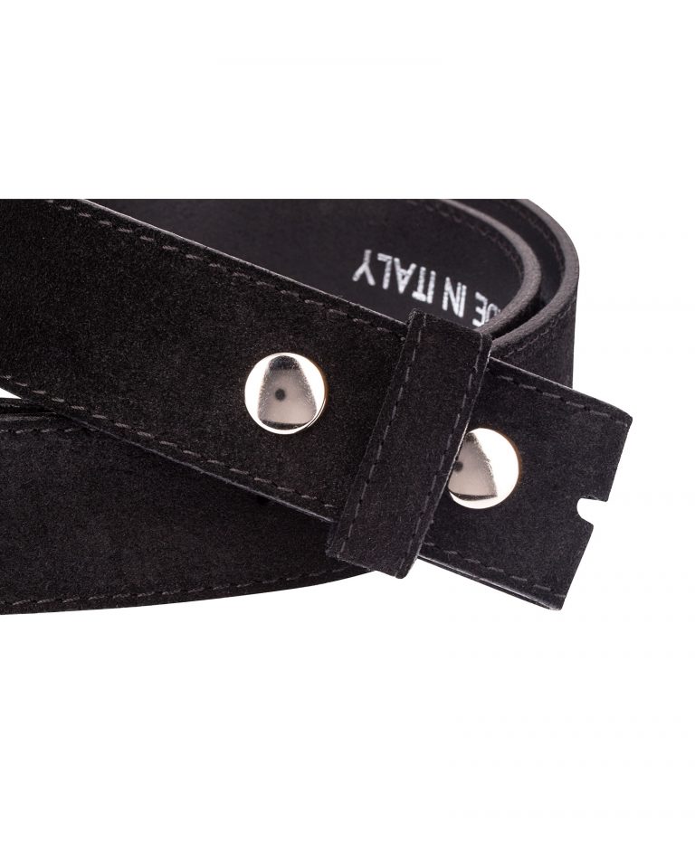 Buy Snap on Belt Strap - Black Suede Leather - LeatherBeltsOnline.com
