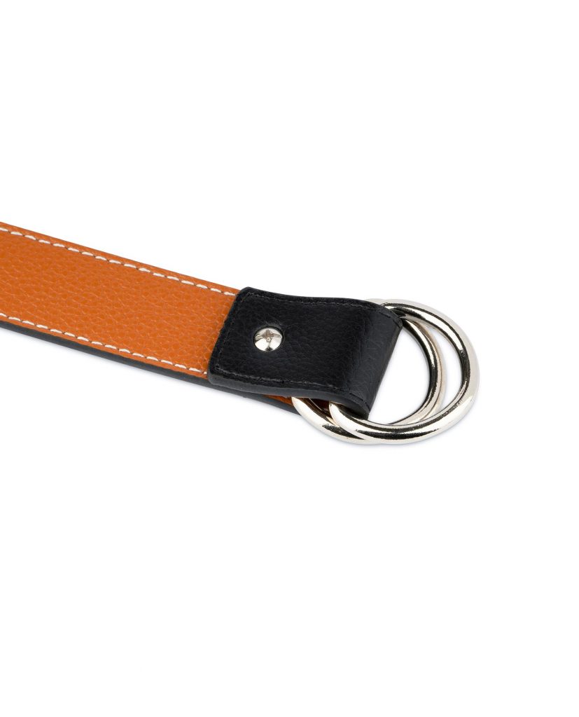 Buy Double Loop Belt - Black Beige - LeatherBeltsOnline.com