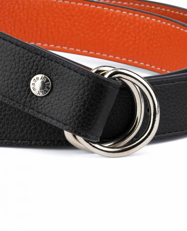 Buy Orange Double Loop Belt - Real Leather - LeatherBeltsOnline.com