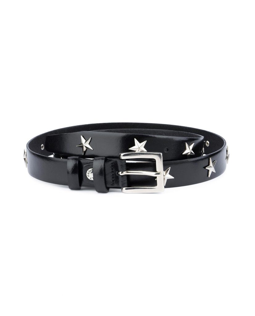 Buy Black Studded Belt With Stars | LeatherBeltsOnline.com