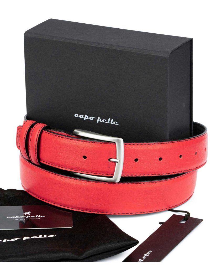 Buy Good Presents For Boyfriends | Red Leather Belt | Capo Pelle