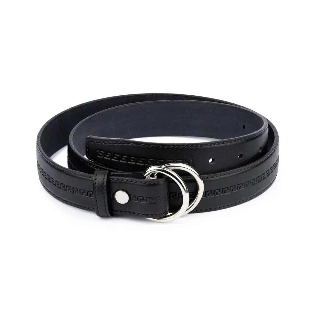Buy D Ring Belt | Embossed Black Full Grain Leather | LeatherBeltsOnline