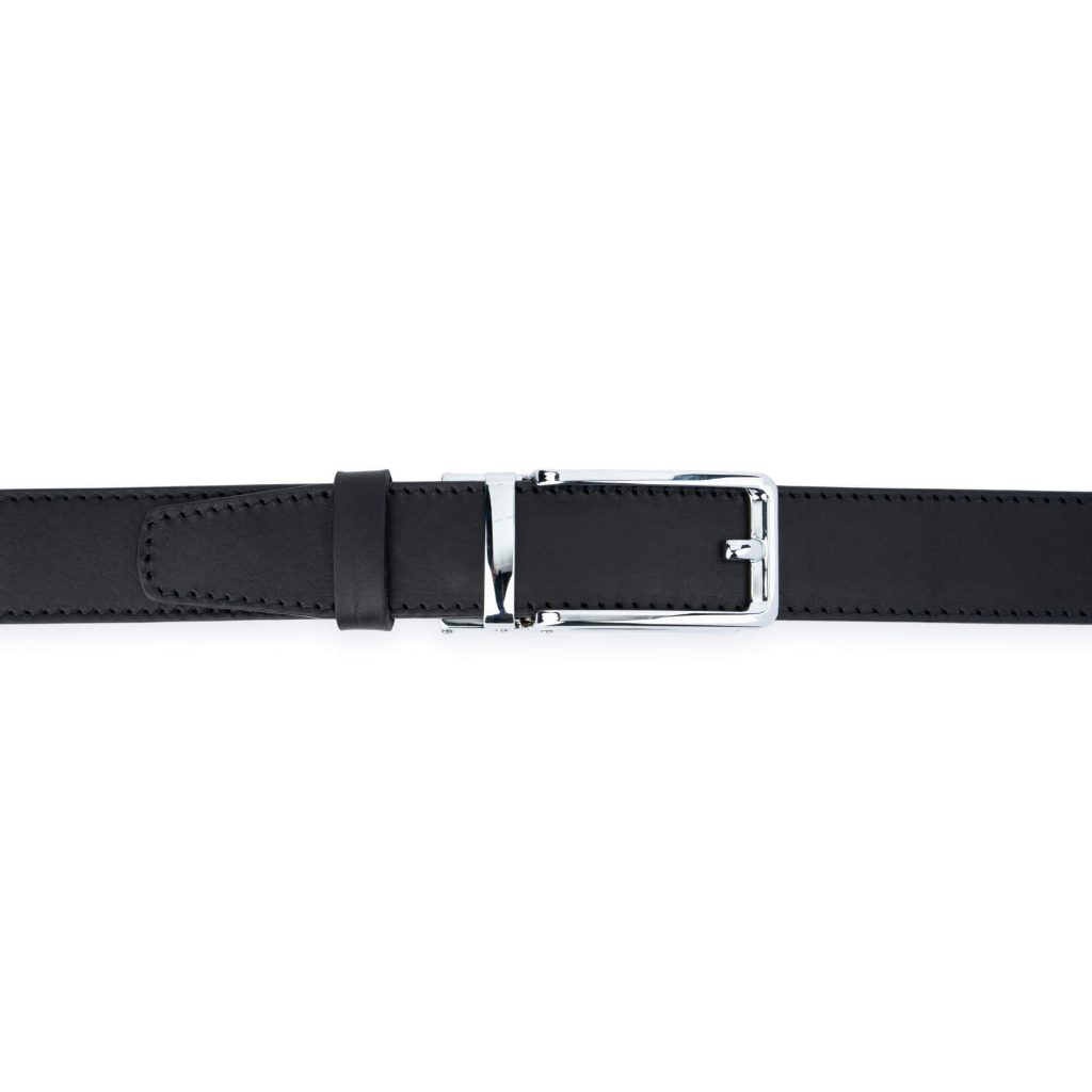 Buy Mens Black Click Belt Silver With Automatic Buckle | LeatherBelts