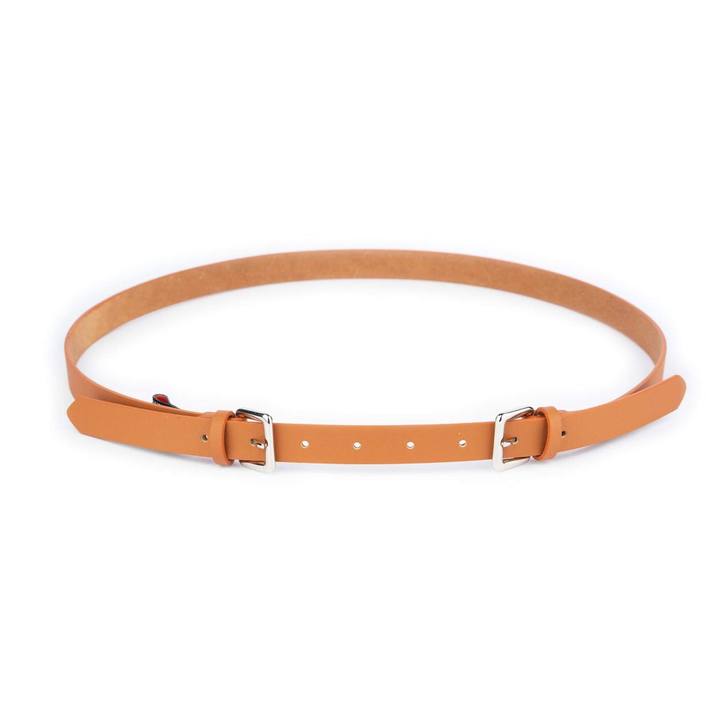 Buy Tan Double Buckle Belt For Women | Real Leather 2.0 Cm | Capo