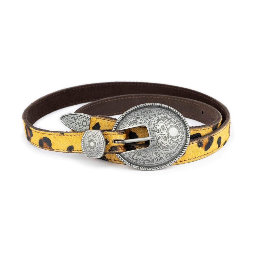 Buy Leopard Print Western Belt For Women With Oval Buckle