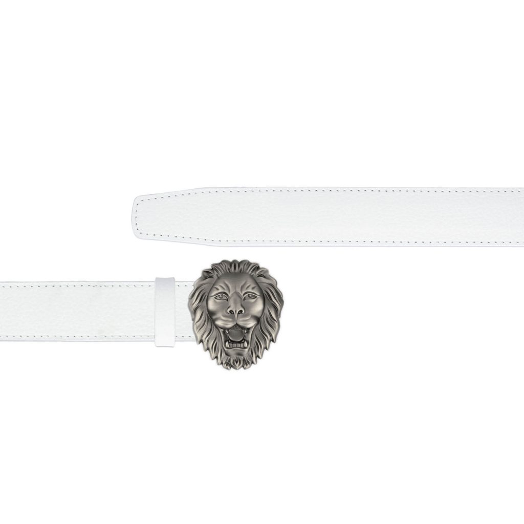 Buy White Ratchet Mens Belt With Lion Head Buckle - Capo Pelle