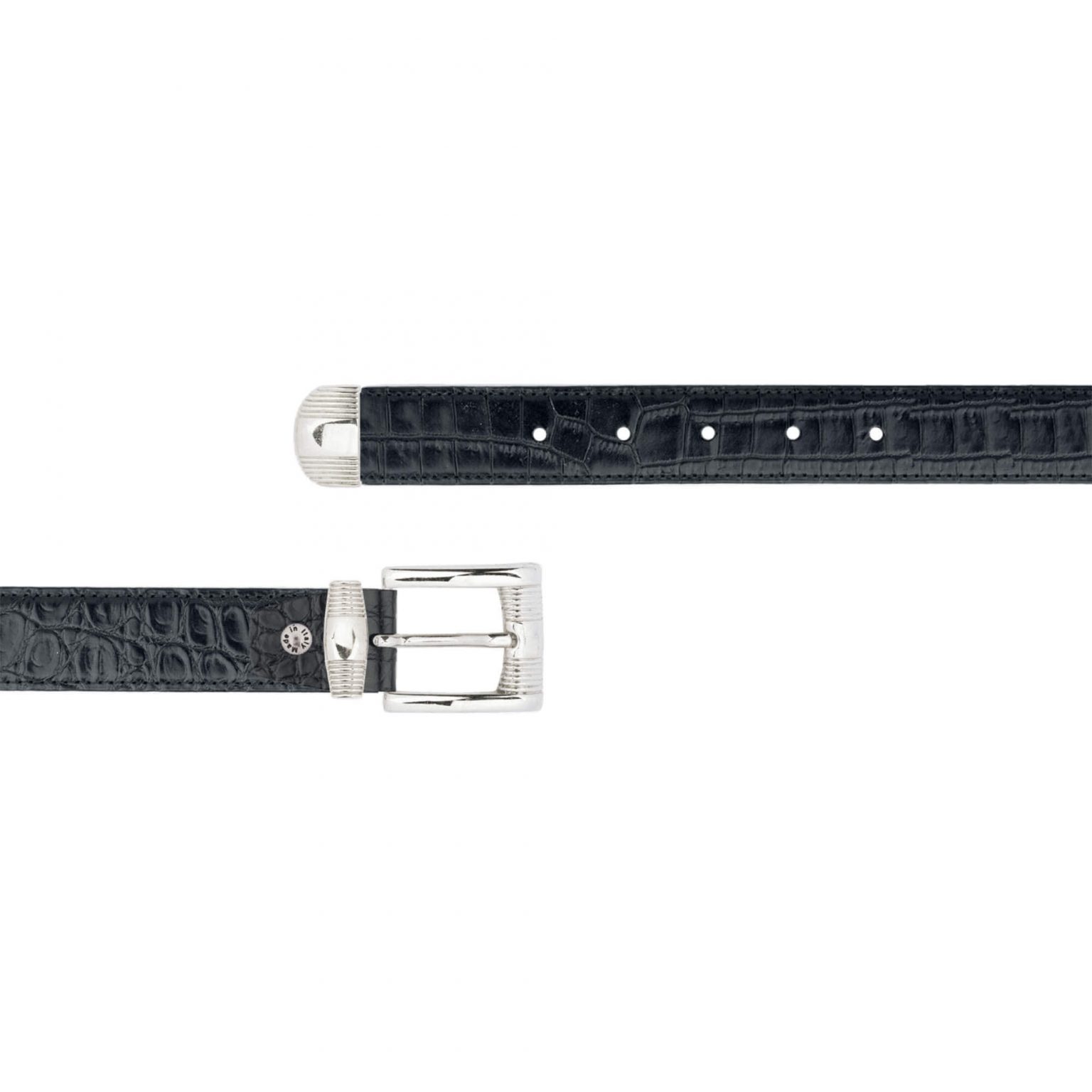 Buy Croco Emboss Belt With Metal Tip - LeatherBeltsOnline.com