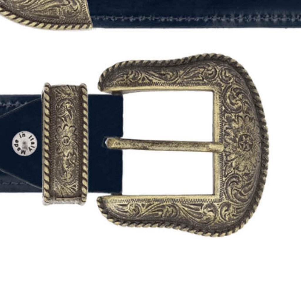Buy Dark Blue Mens Western Belt With Metal Tip - Capo Pelle