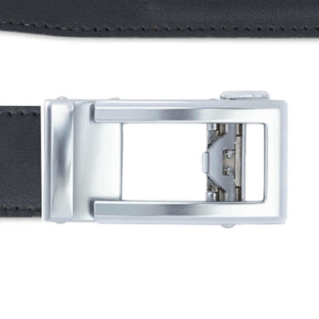 Buy Mens Black Leather Comfort Click Belt With Silver Buckle