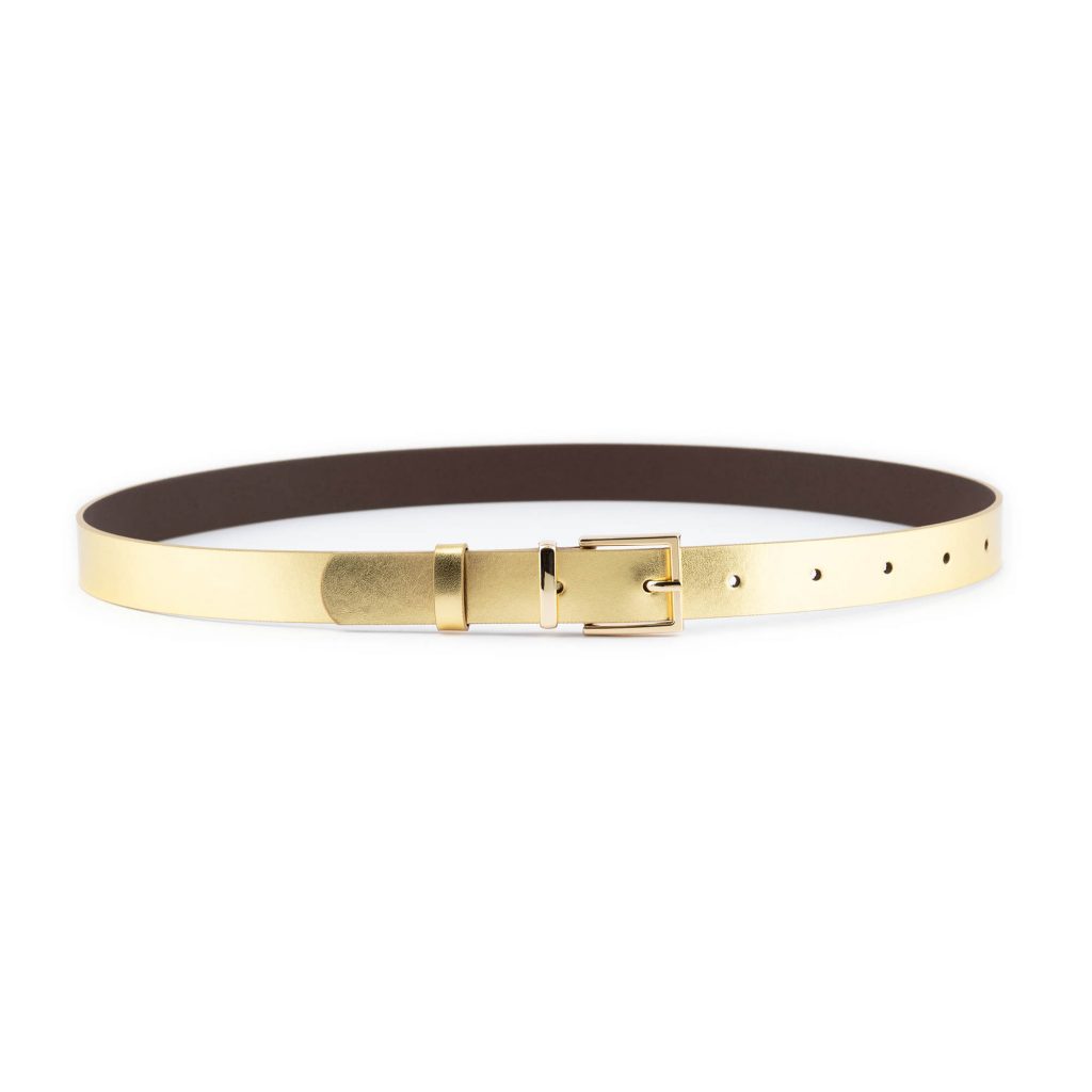 Buy Womens Gold Belt For Dresses - Real Leather 1 Inch