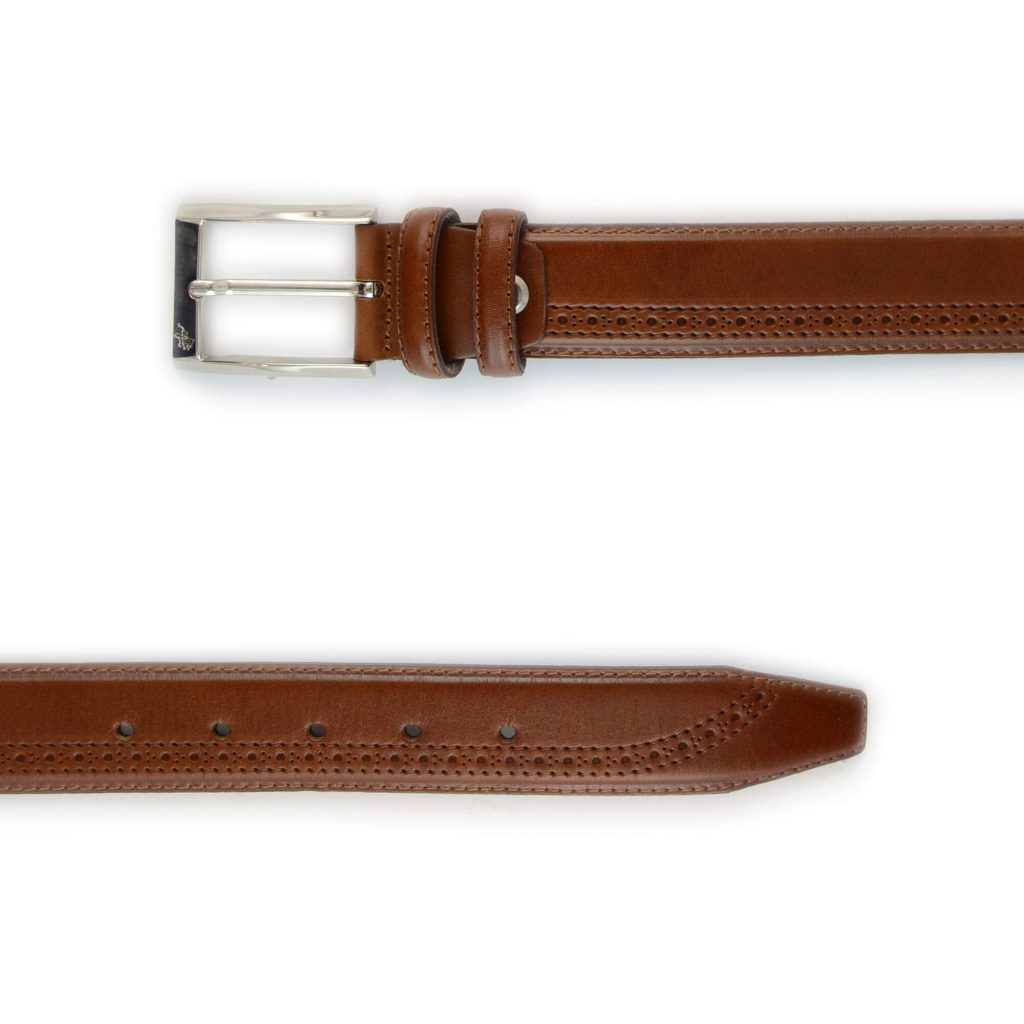 Buy Brown Calf Leather Dot Embossed Mens Luxury Belt