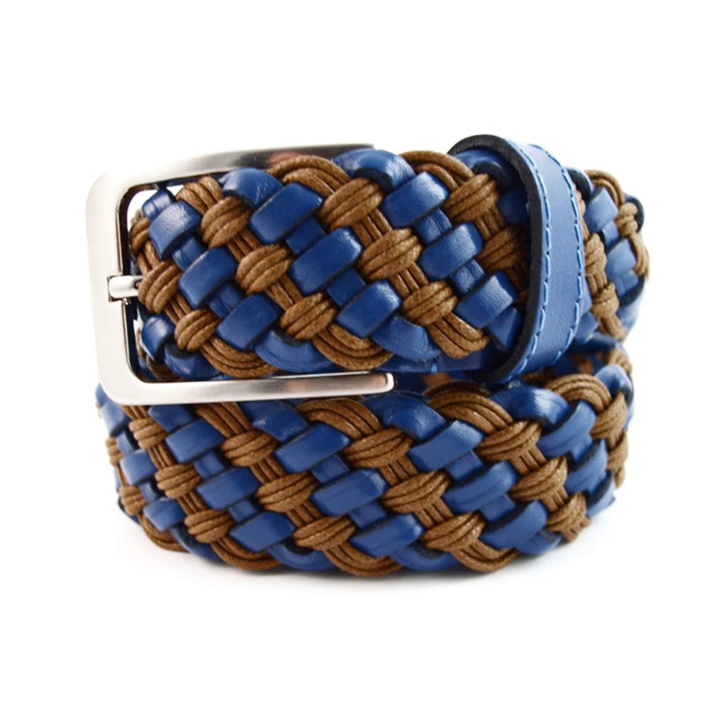 Buy Colorful Summer Belt - Woven Blue Brown - LeatherBeltsOnline