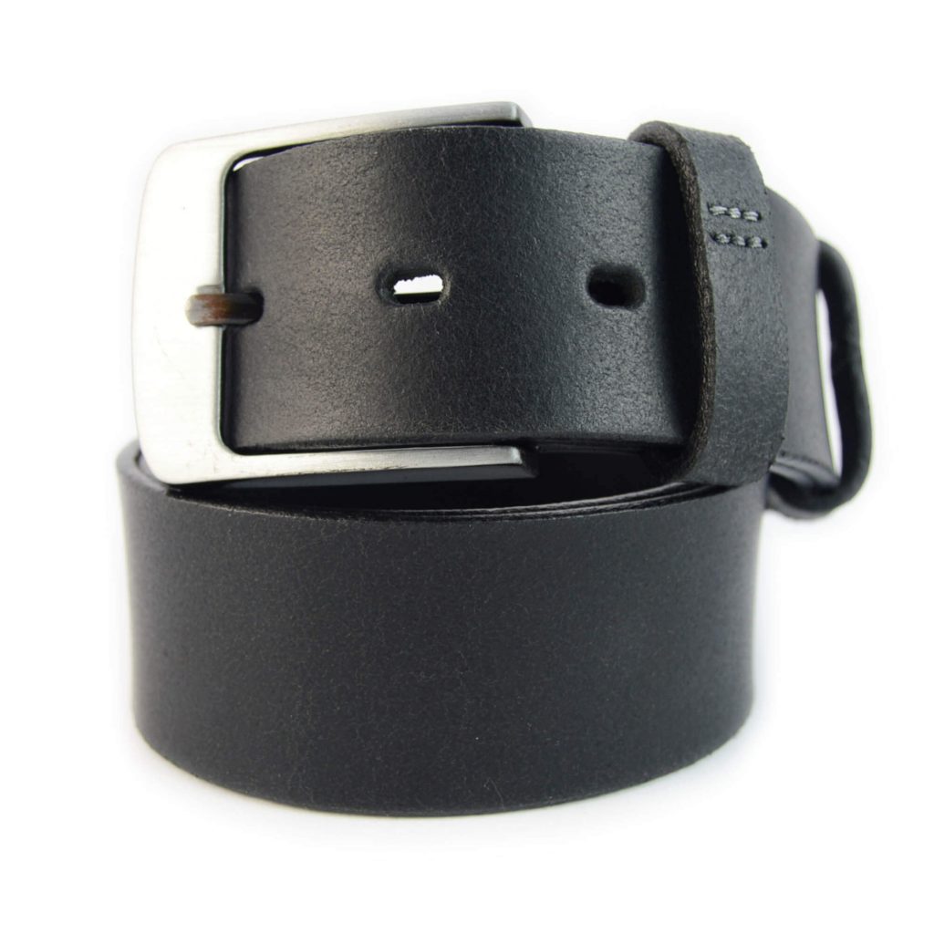 Buy Plain Black Belt For Jeans - Genuine Leather