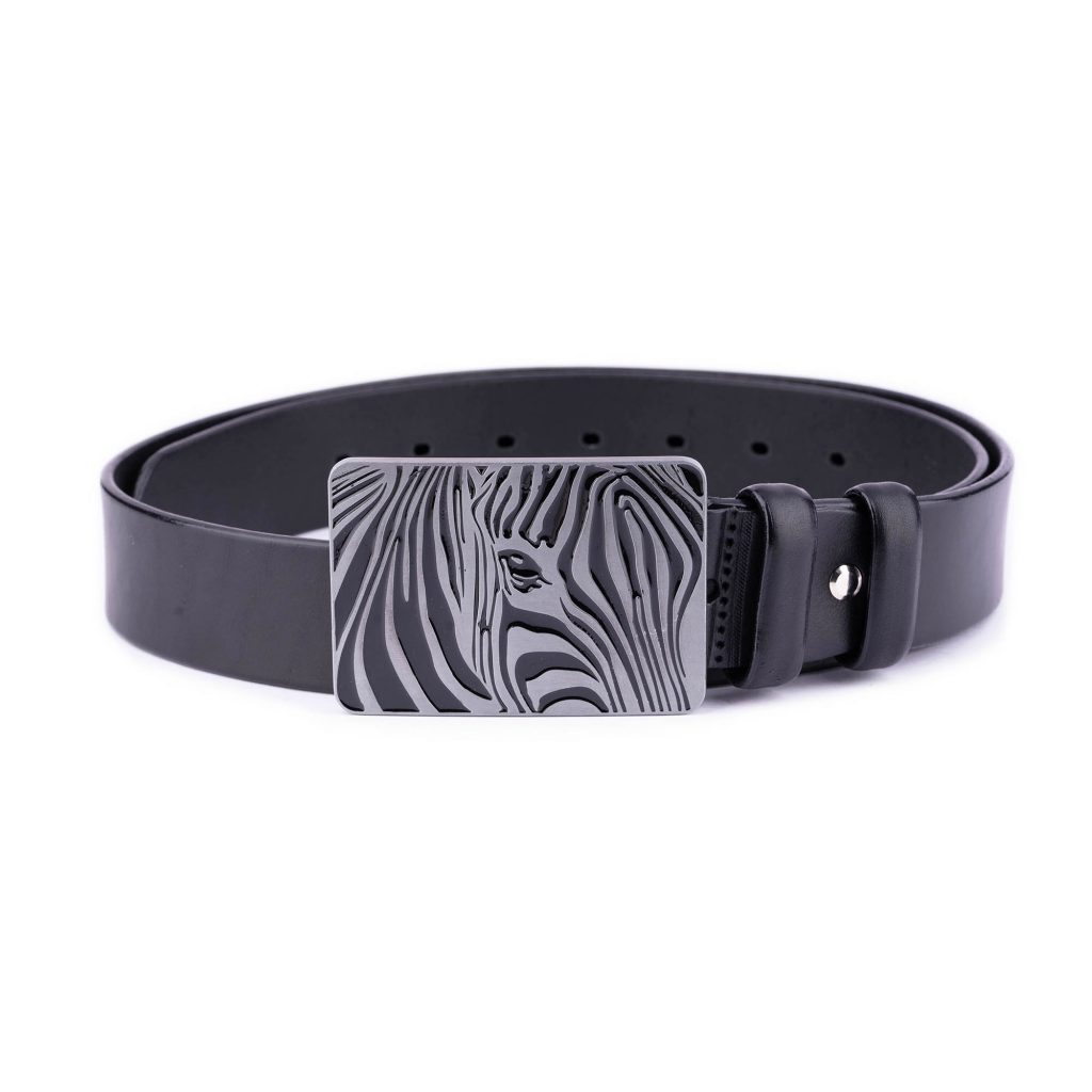Buy Zebra Buckle Belt - Thick Black Full Grain Leather