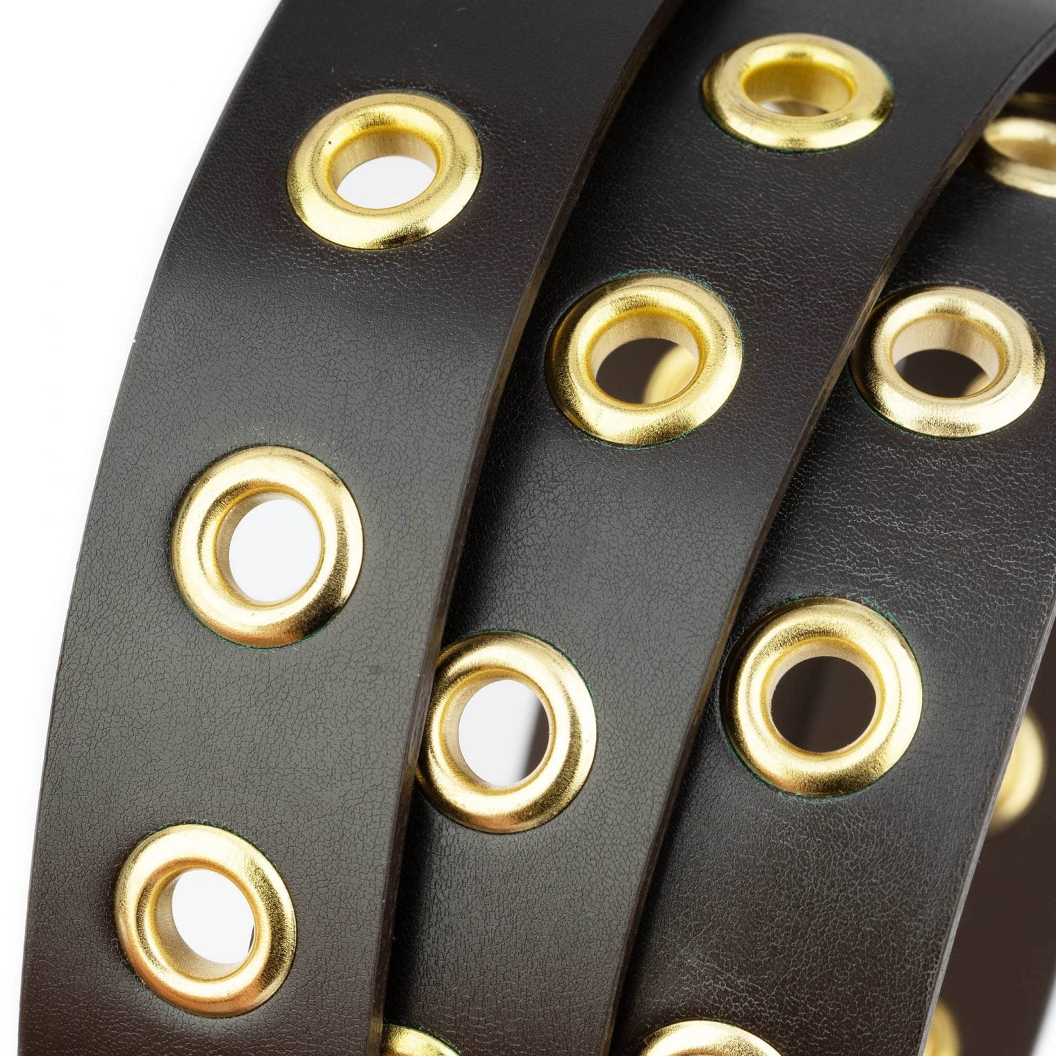 Buy Brown Leather Gold Eyelet Belt - LeatherBeltsOnline.com