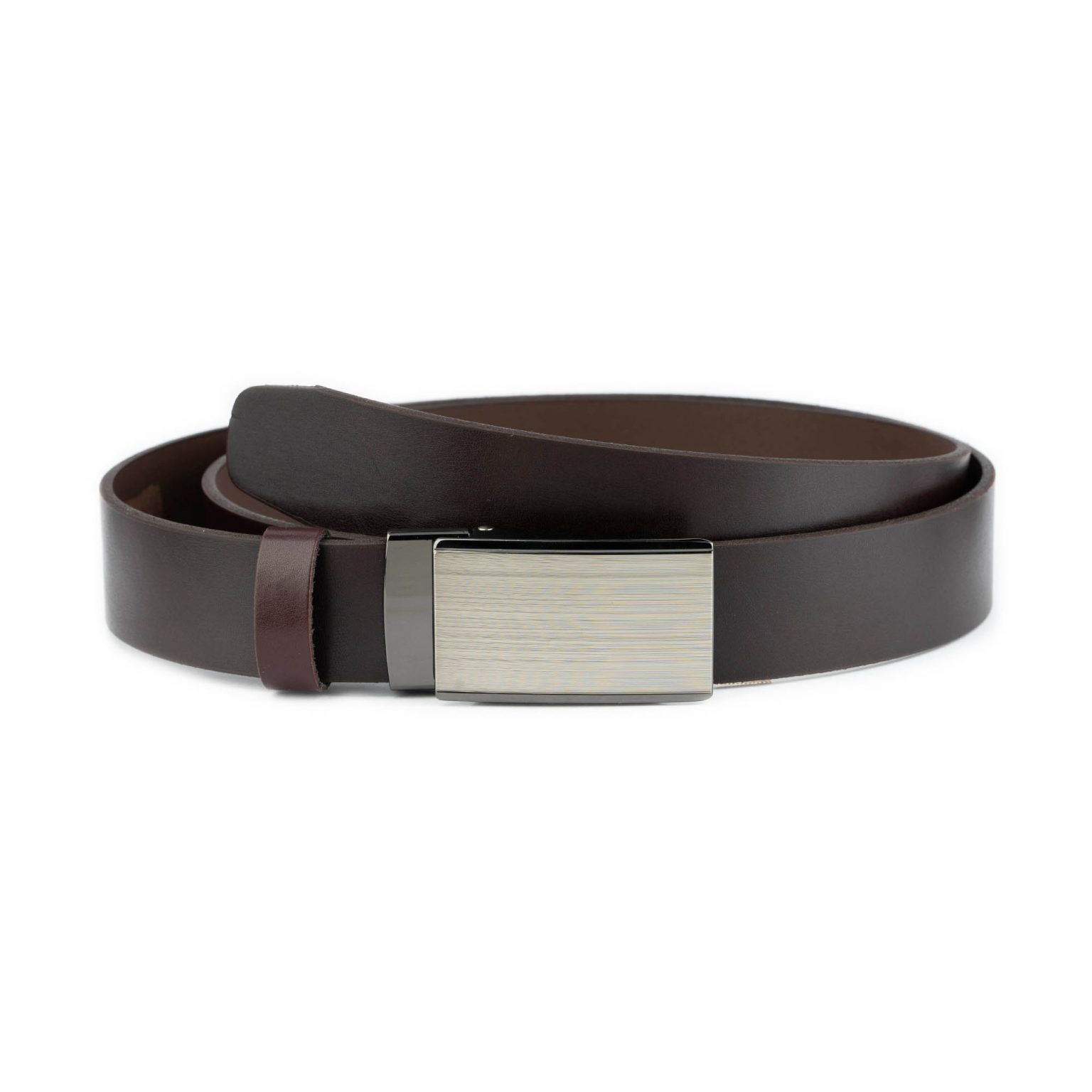 Buy Brown Leather Holeless Belt - Silent Ratchet Buckle ...
