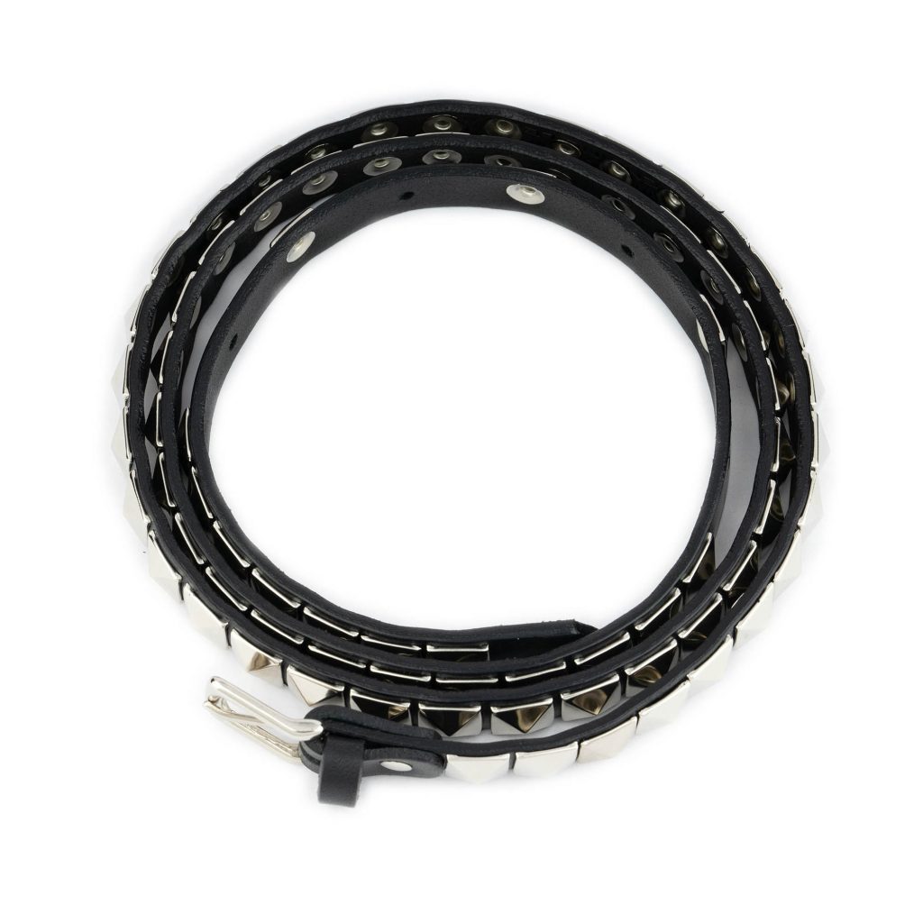 Buy Silver Pyramid Studded Belt With Gift Box - LeatherBeltsOnline.com