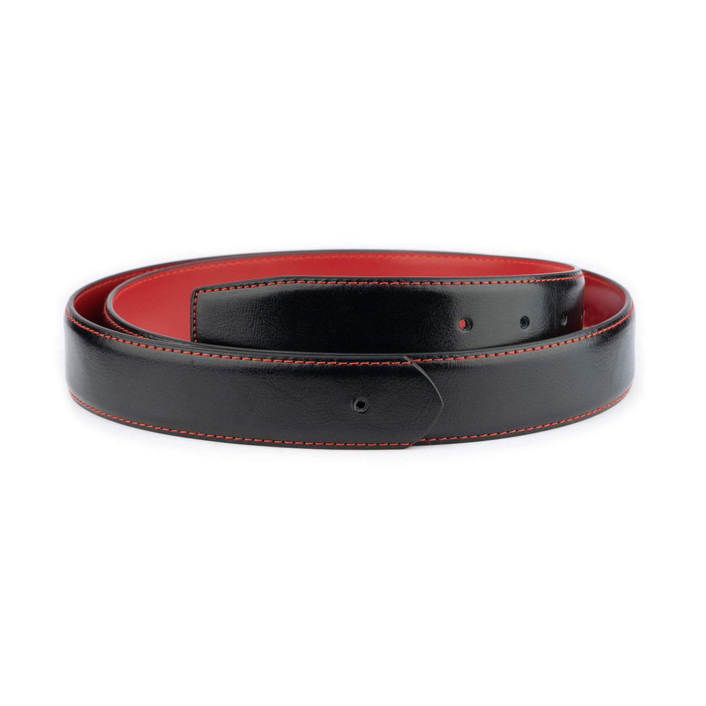 Buy Black Cool Mens Belt Strap Replacement Red Stitching ...