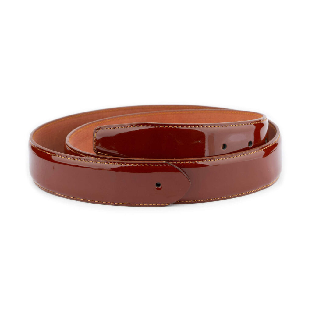 Buy Brown Patent Leather Replacement Belt Strap With Hole ...