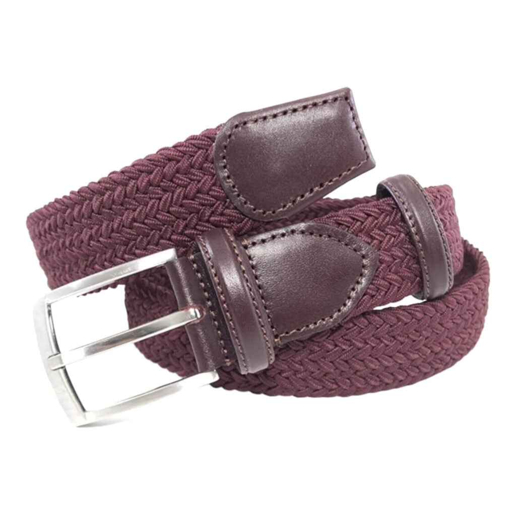 Buy Burgundy Mens Stretchy Belt - Cotton Leather - LeatherBeltsOnline.com
