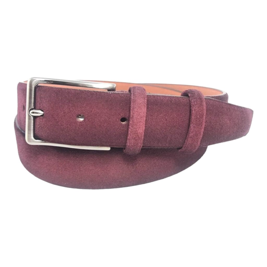 Buy Light Burgundy Suede Leather Belt - LeatherBeltsOnline.com