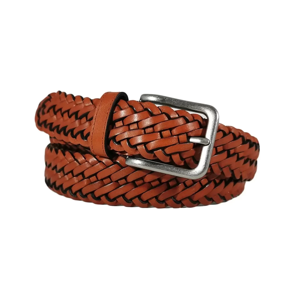 Buy Mens Braided Belt Brick Color Leather - LeatherBeltsOnline.com