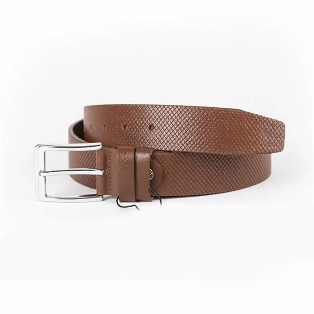 Buy Brown Mens Belt For Jeans Small Check Embossed Leather ...