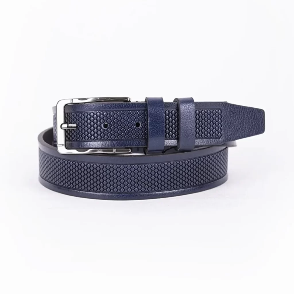 Buy Navy Blue Mens Belt For Suit Laser Cut Leather - LeatherBeltsOnline.com