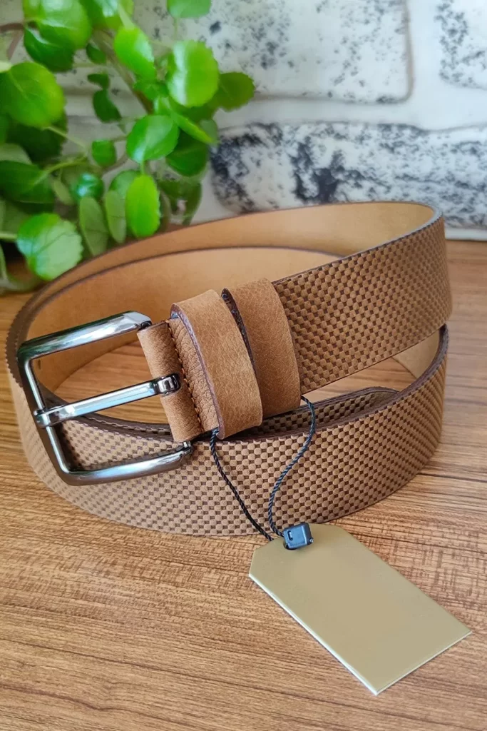 Buy Light Brown Mens Casual Belt With Checkered Texture ...