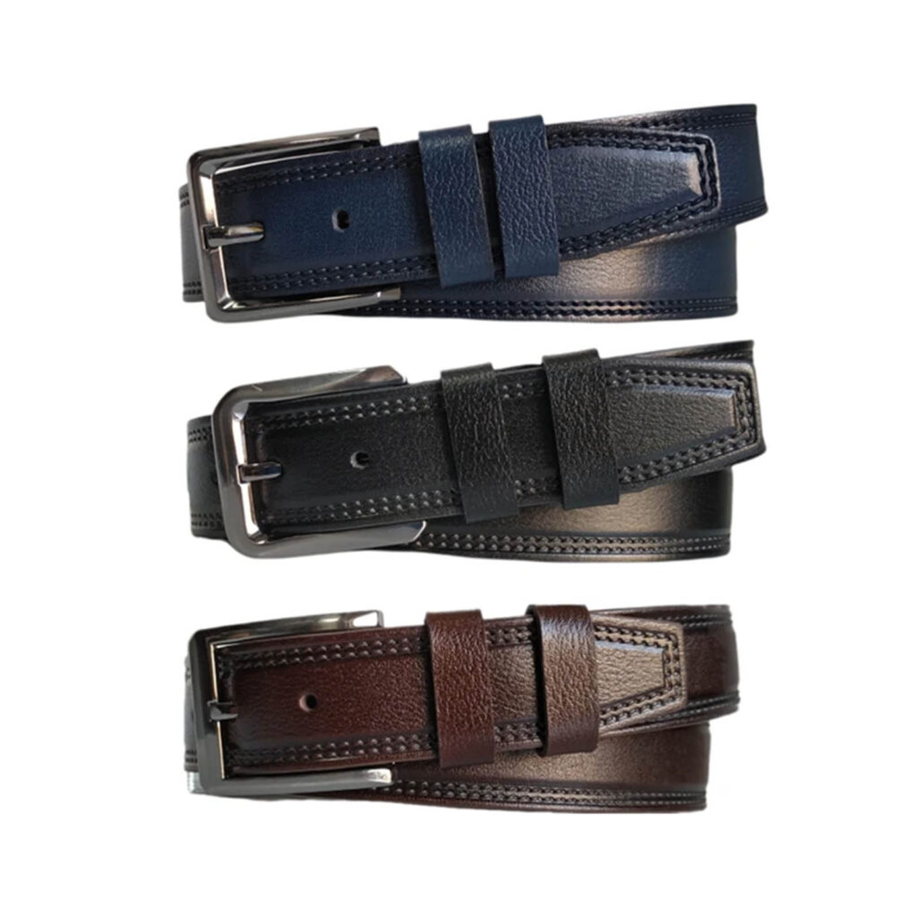 Buy Wide Gents Denim Belt 3 Piece Gift Set Real Leather ...