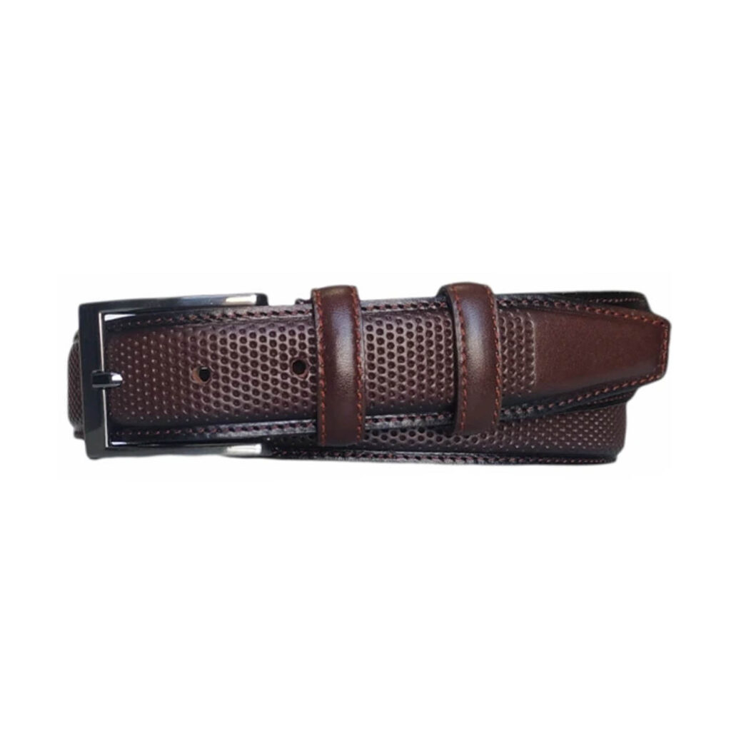 Buy Gents Belt Dark Brown Dotted Leather - LeatherBeltsOnline.com
