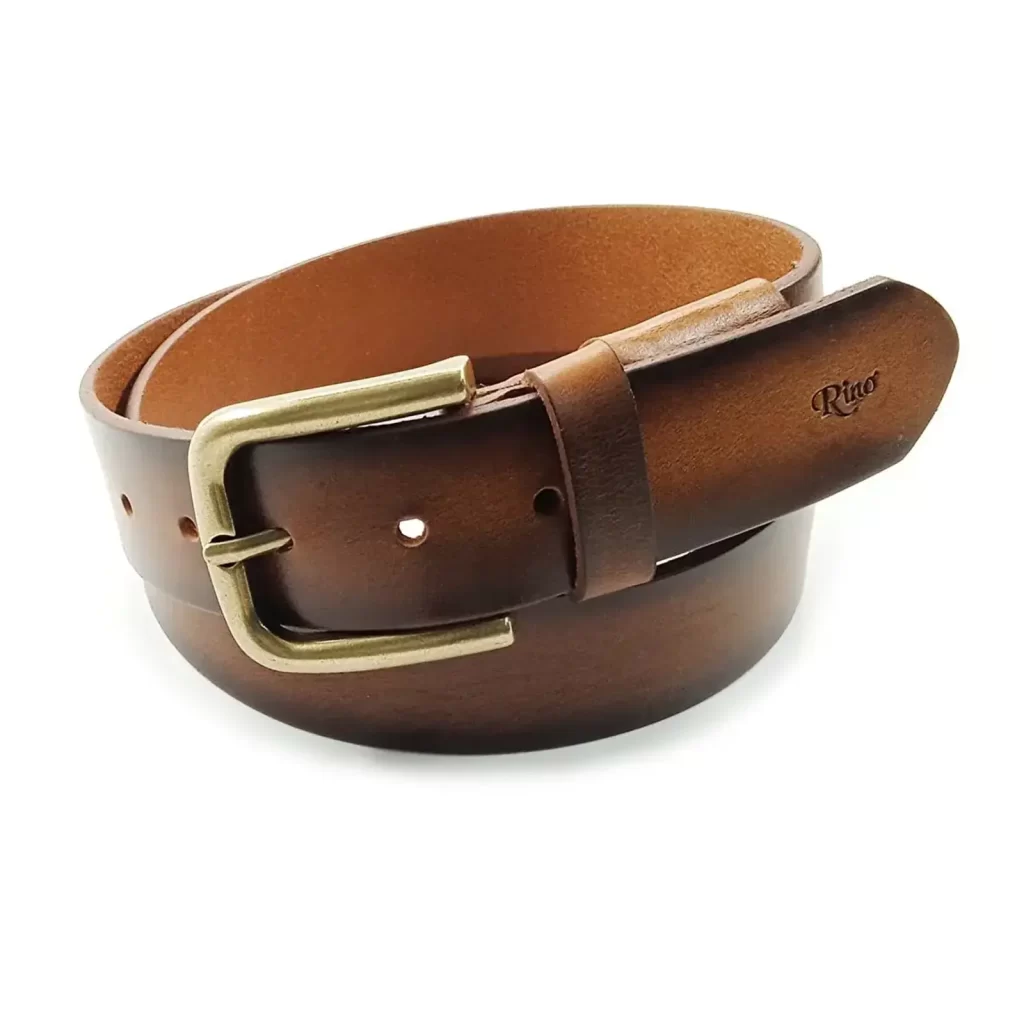 Buy Gents Casual Belt Cognac Tan Leather Gold Buckle ...