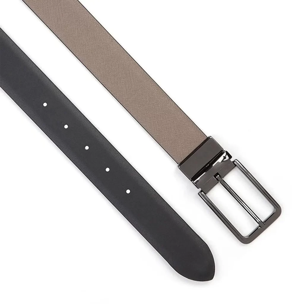 Buy Mens Taupe Saffiano Leather Belt Reversible - LeatherBeltsOnline.com