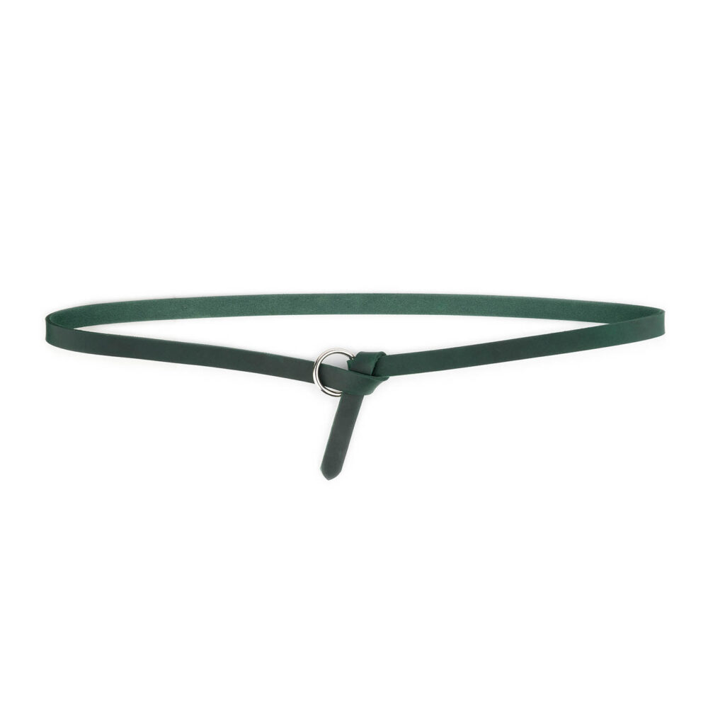 Buy Green Belt With O Ring Silver Genuine Leather - LeatherBeltsOnline.com