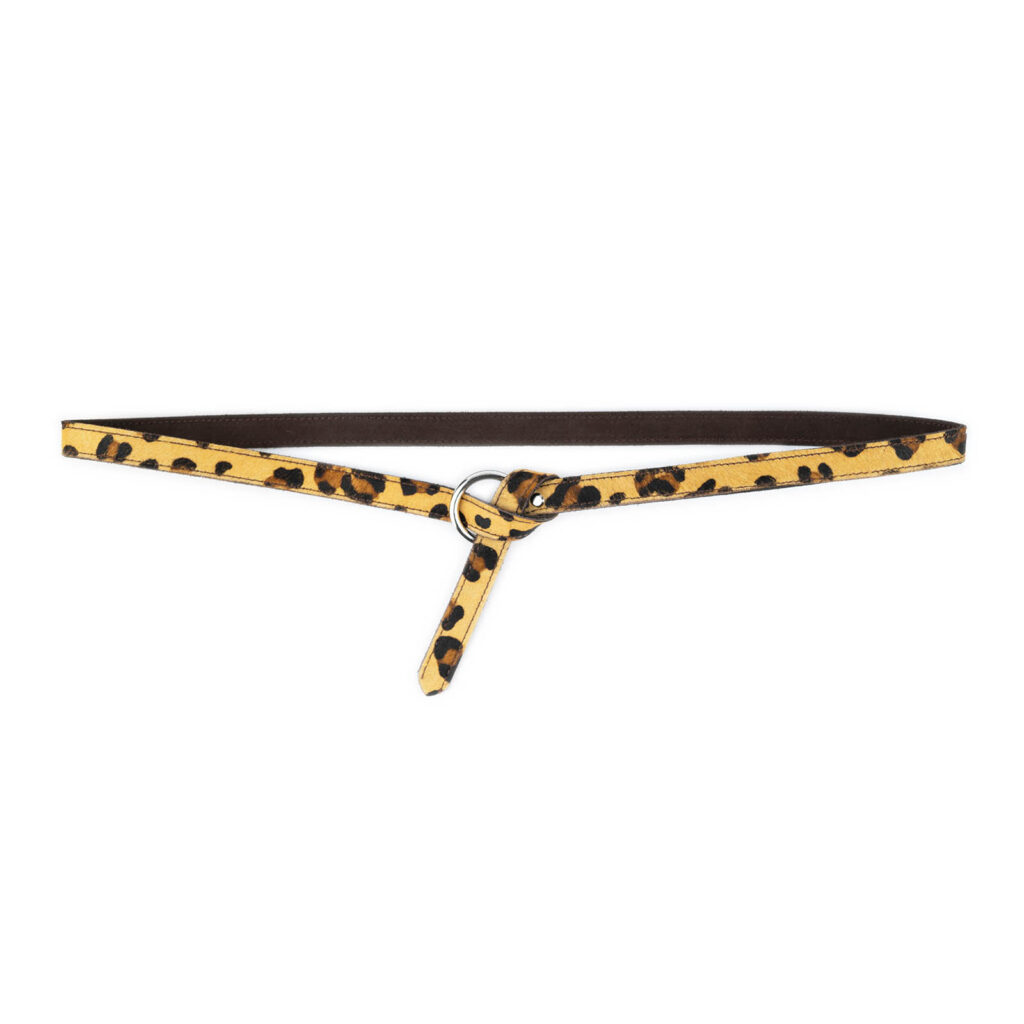 Buy Leopard Print Tie Belt With Knot Calf Hair Leather ...