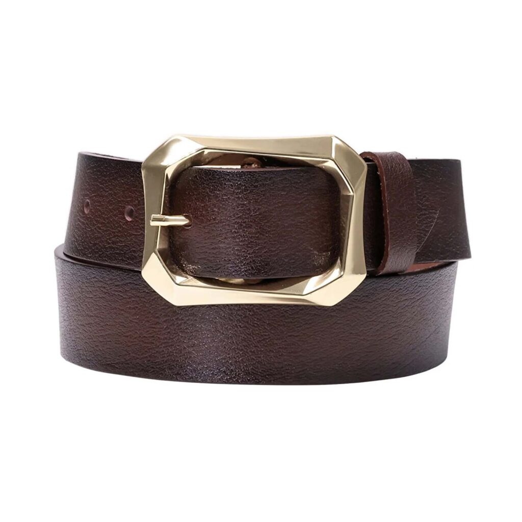 Buy Brown Female Belts For Jeans Gold Buckle Fashion 3.8 Cm ...