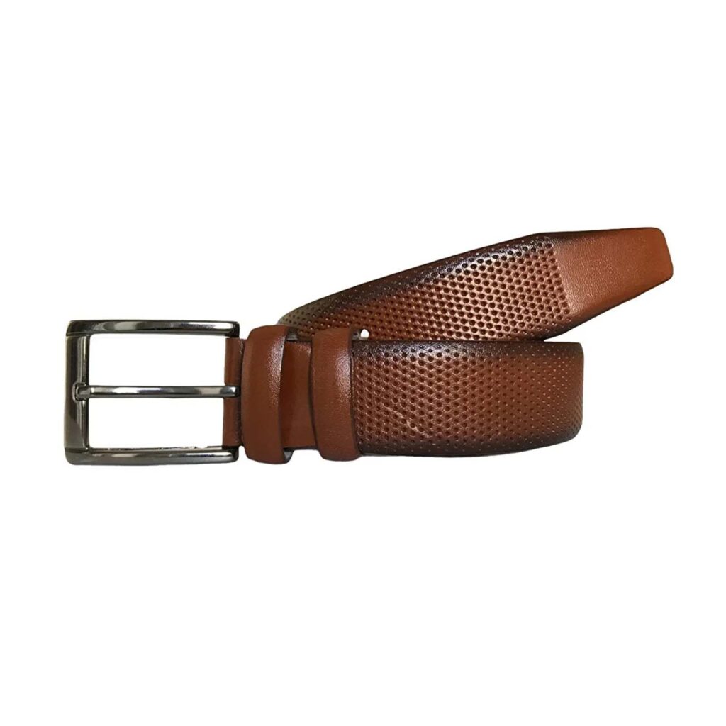 Buy Mens Belts For Work Tan Leather Dotted Texture - LeatherBeltsOnline.com