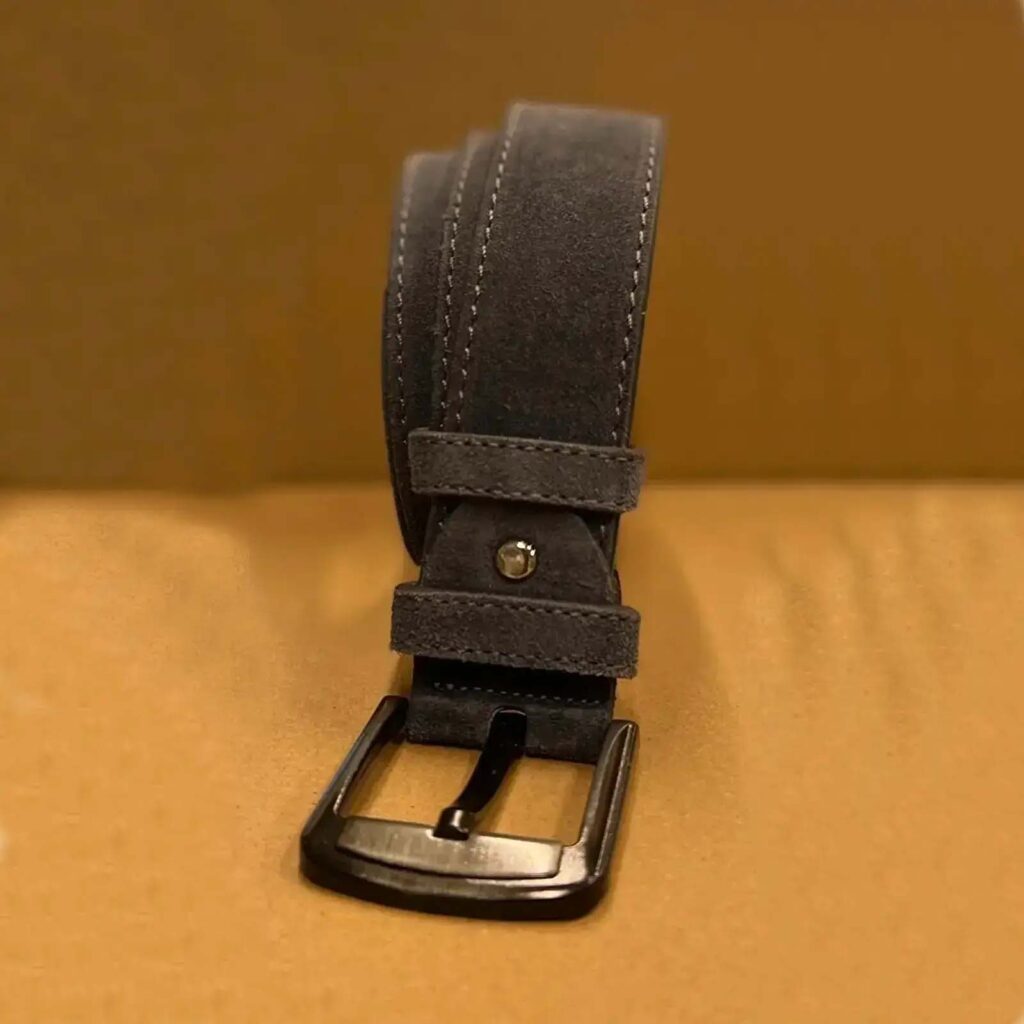Buy Gray Suede Gents Belt For Jeans 4.0 Cm Wide - LeatherBeltsOnline.com