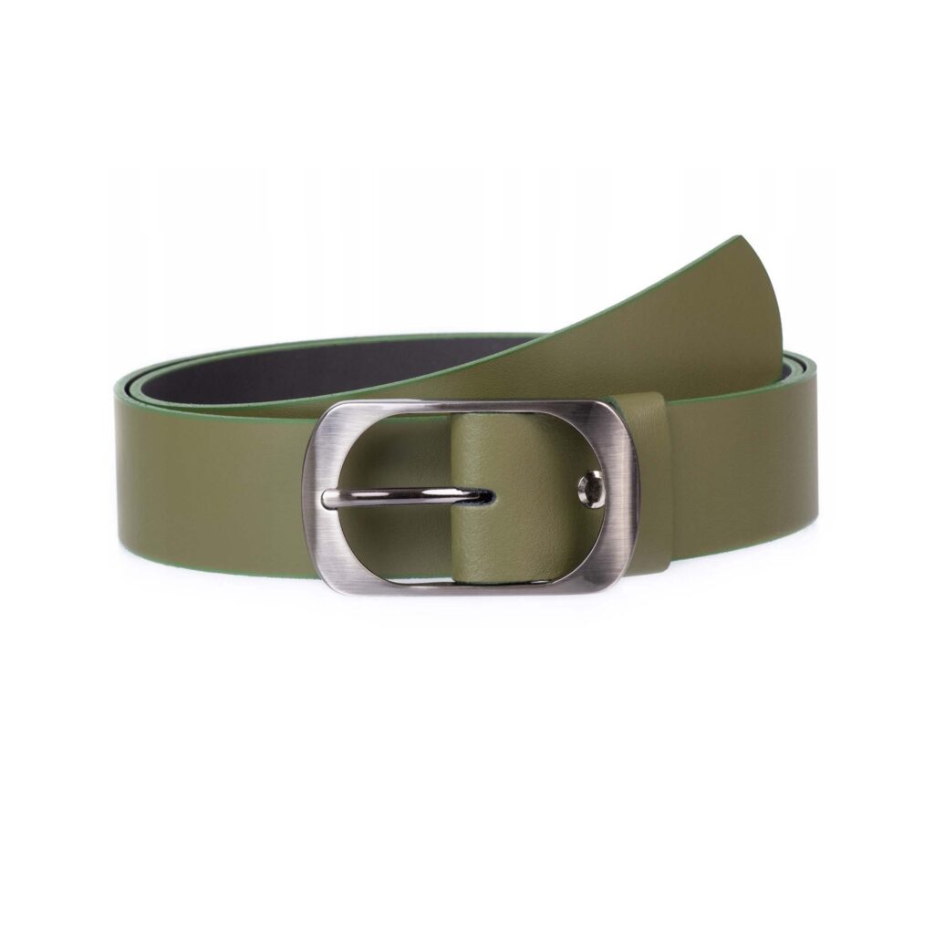 Buy Olive Green Belt For Lady Genuine Leather 4.0 Cm ...