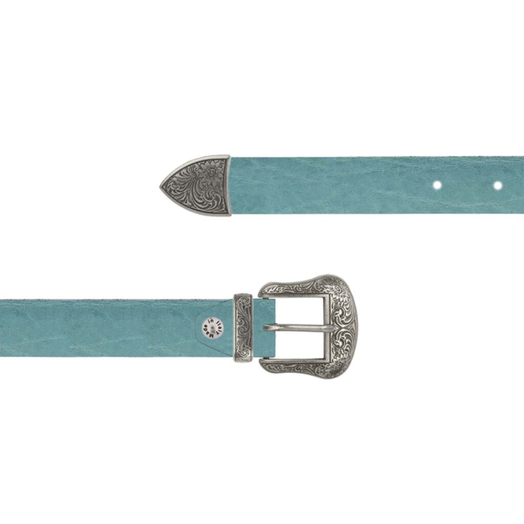 Buy Ladies Western Belt Light Turquoise Oiled Leather 1 1/8 Inch Wide ...