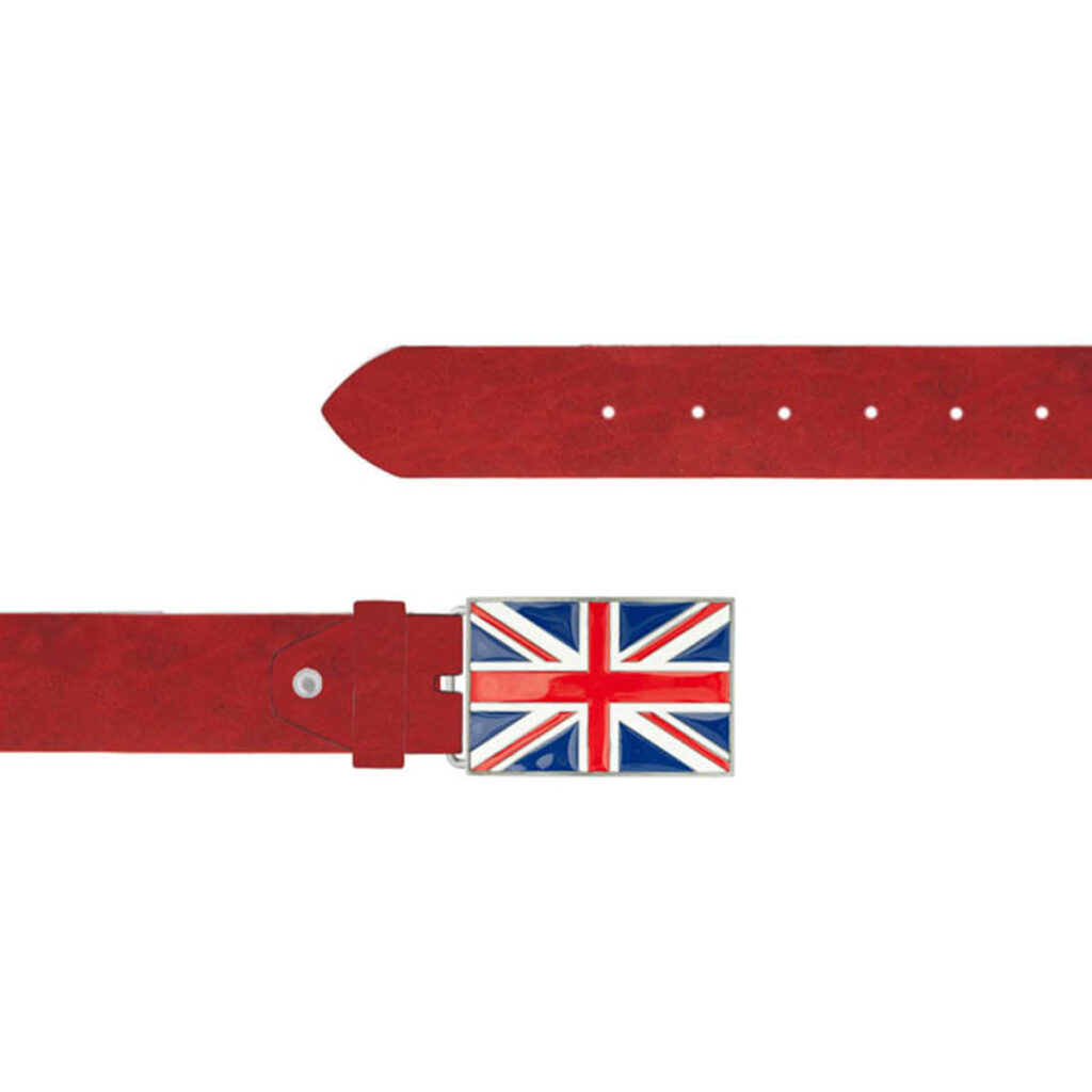 Buy British Flag Belt Red Oiled Leather - LeatherBeltsOnline.com