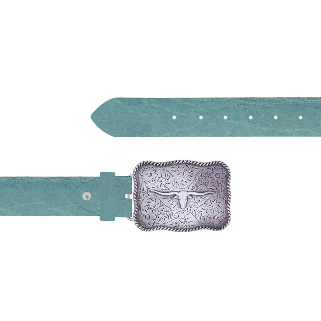 Buy Longhorn Buckle Belt Ice Blue Oiled Genuine Leather ...