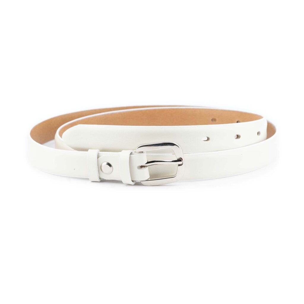 Buy White Female Belt Genuine Leather Thin 3/4 Inch ...