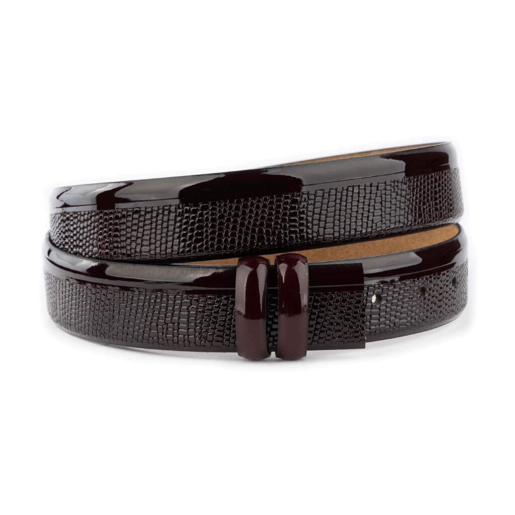 Buy Burgundy Patent Embossed Snake Belt For Buckle Top Quality ...