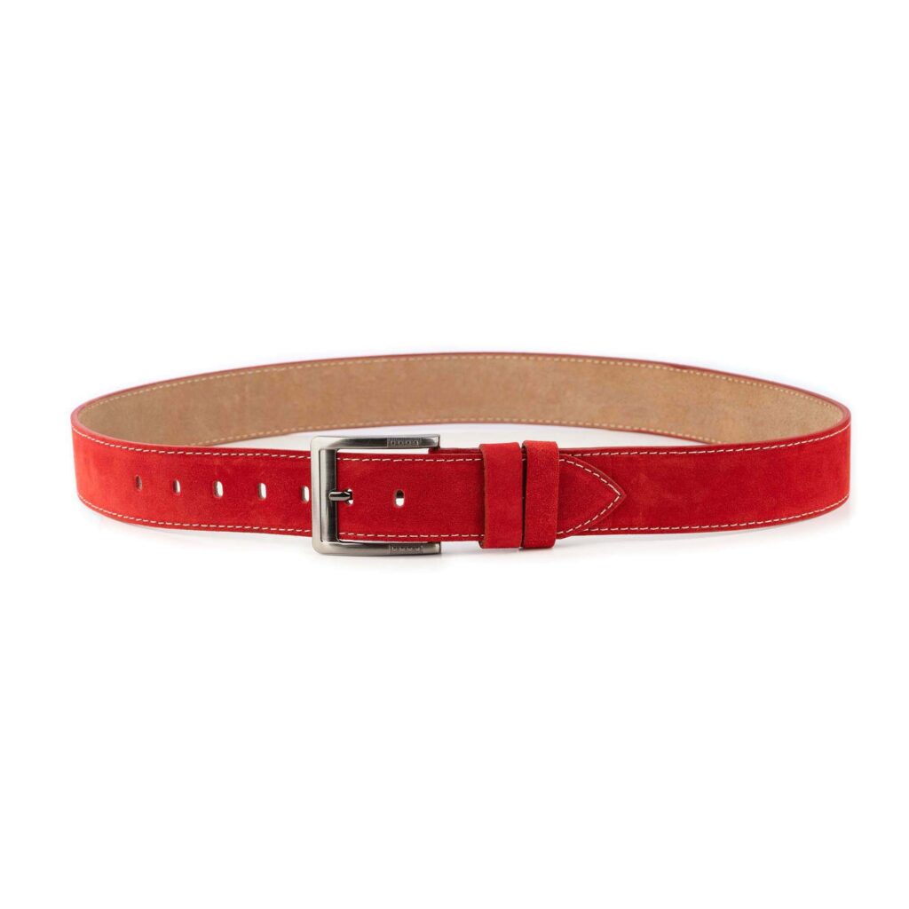 Buy Red Suede Casual Belt High Quality Wide 4.5 Cm - LeatherBeltsOnline.com