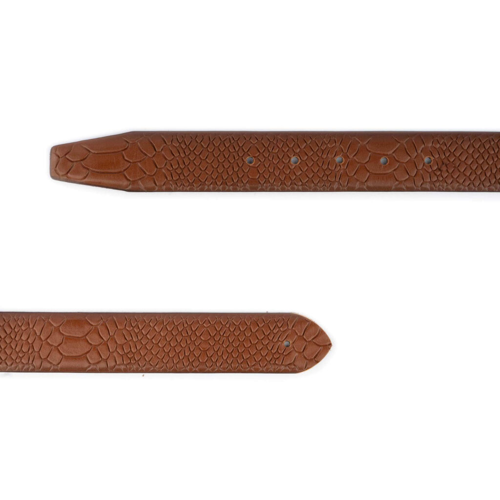 Buy Snake Emboss Belt Strap Leather Light Brown - LeatherBeltsOnline.com